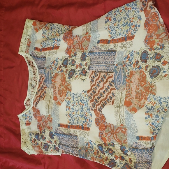 Claudia Richard | Tops | Multi Colored Front Coral Theme Back Lace Like ...